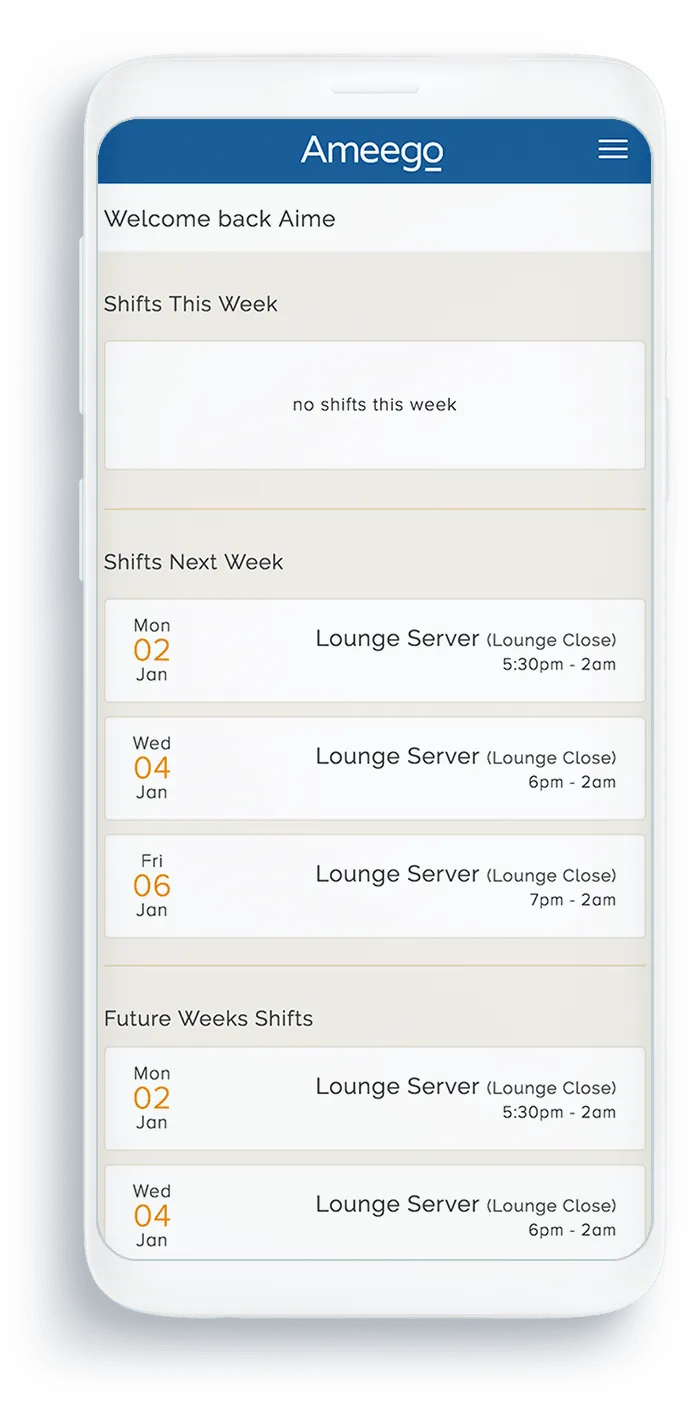 Online Shift Schedule Maker for Restaurants & Hotels | Ameego